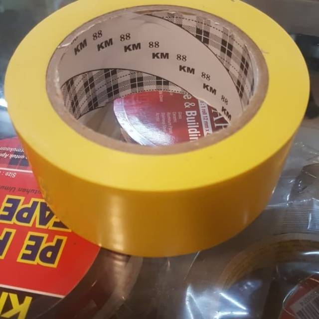 Jual Floor Marking Tape KM Ukuran 48mm x 33m Kuning Lakban Lantai Isolasi Lantai | Shopee Indonesia