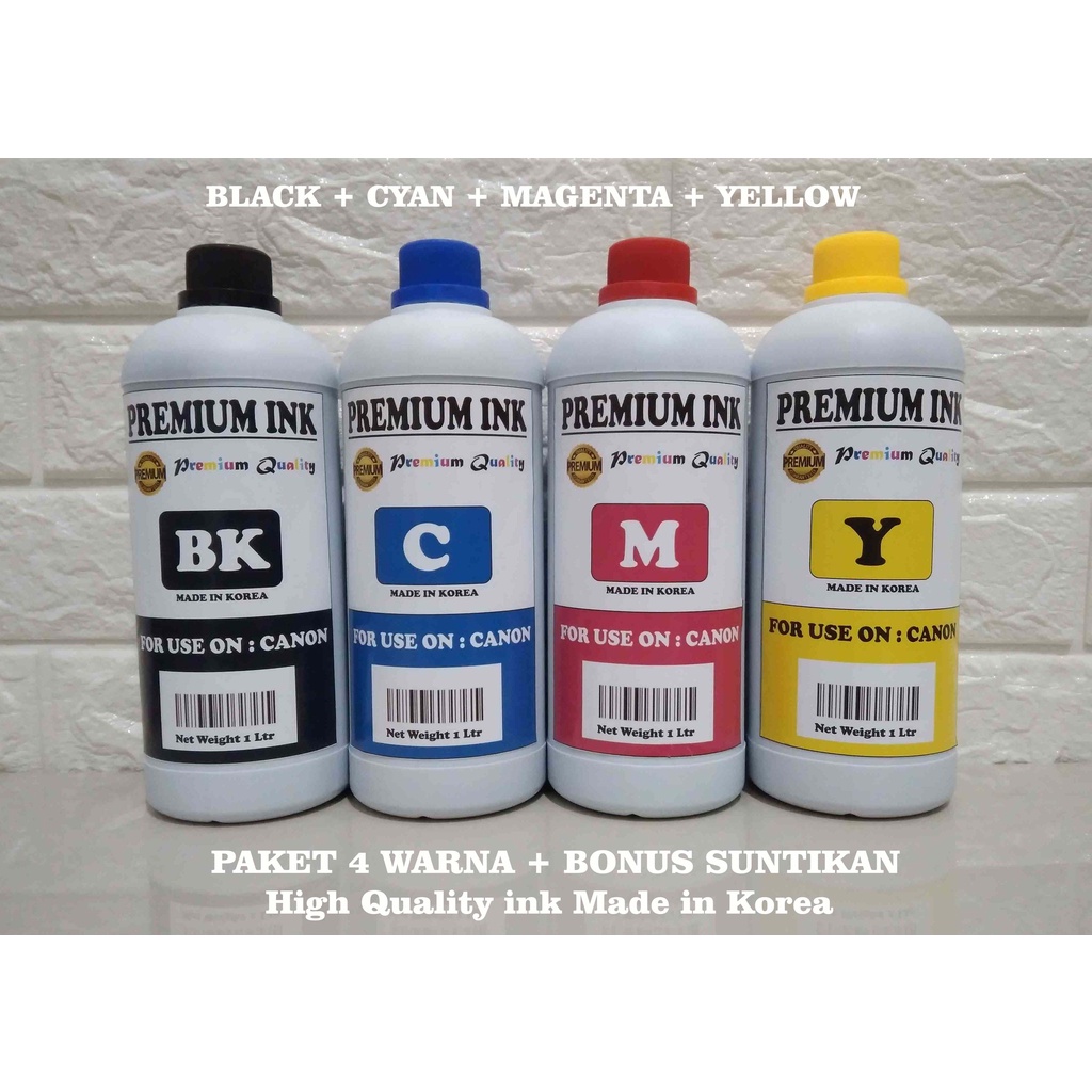 Jual PAKET 4 WARNA TINTA REFILL CANON ISI 1 LITER PREMIUM INK ( MADE IN ...