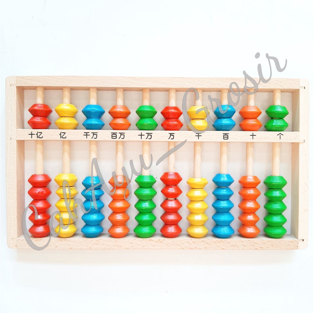 Jual Sempoa Kayu Anak / Wooden Abacus Alat Berhitung Warna-Warni ...