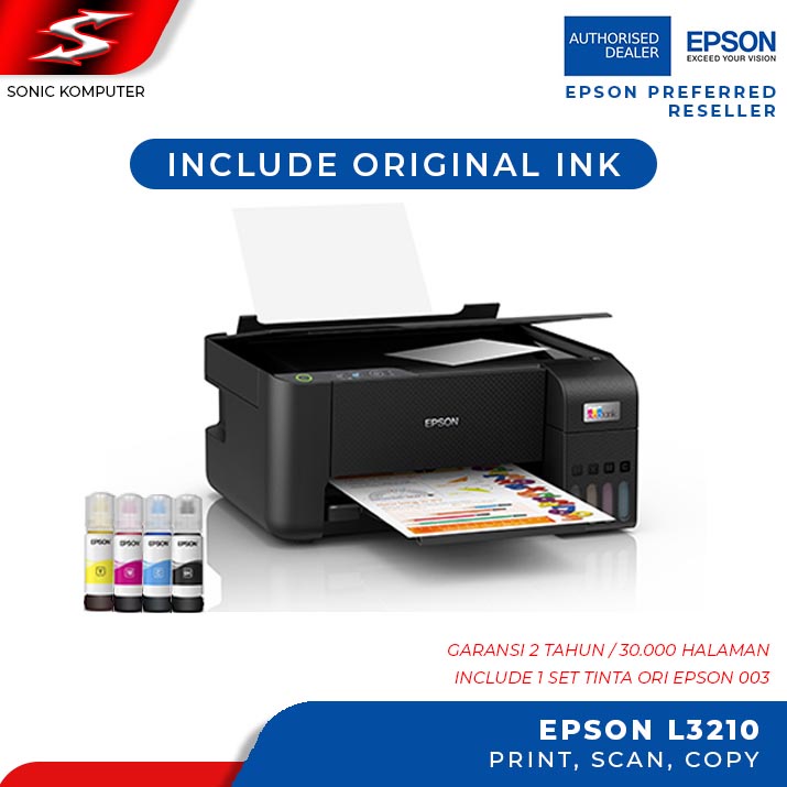 Jual Printer Epson EcoTank L3210 A4 All in One Ink Tank Print Scan Copy Ganti L3110 Indonesia ...