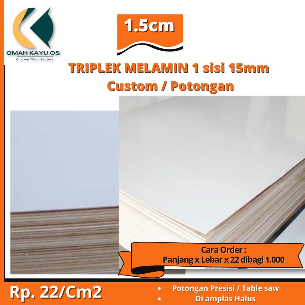 Jual Triplek Multiplek Plywood Melamin 15mm satu muka / sisi Custom ...