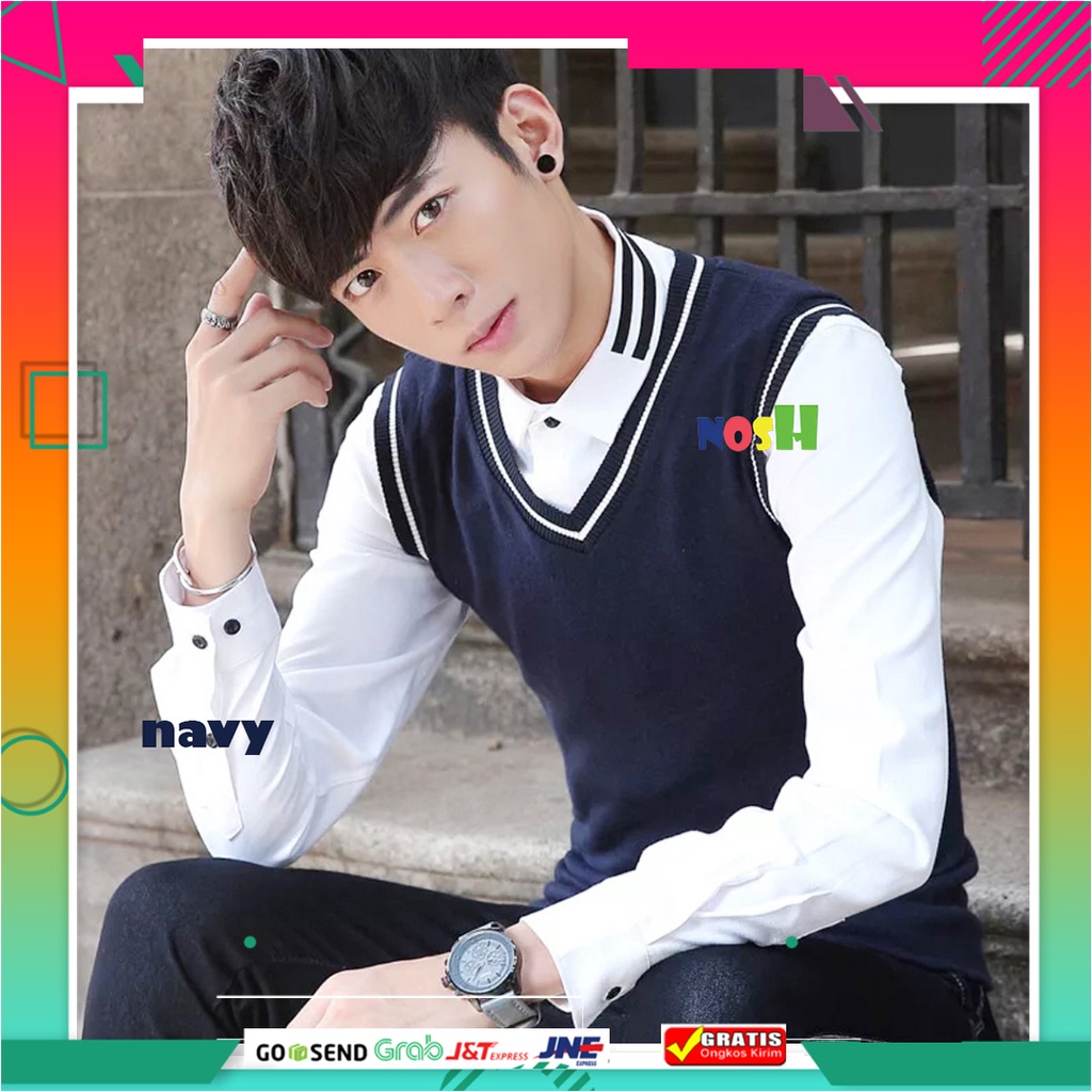 Jual Rompi Pria Rajut Knit Vest Vneck Variasi List Nath / Vest Knitting ...