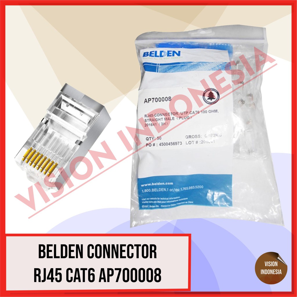 Jual BELDEN CONNECTOR RJ45 CAT6 AP700008 - BERGARANSI / ORIGINAL RESMI ...