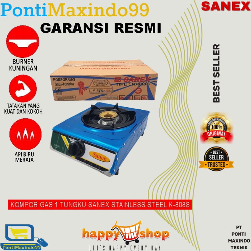 Jual KOMPOR GAS 1 TUNGKU SANEX K-808 S STAINLESS STEEL | Shopee Indonesia