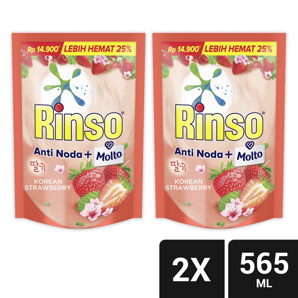 Harga Rinso Liquid Detergent + Molto Korean Strawberry 565 ml hari ini ...