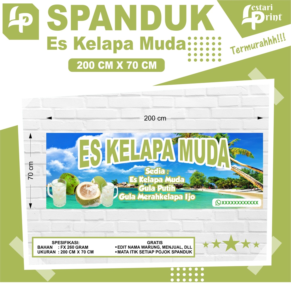 Jual SPANDUK ES KELAPA MUDA / 200 CM X 70 CM / BANNER ES KELAPA MUDA ...