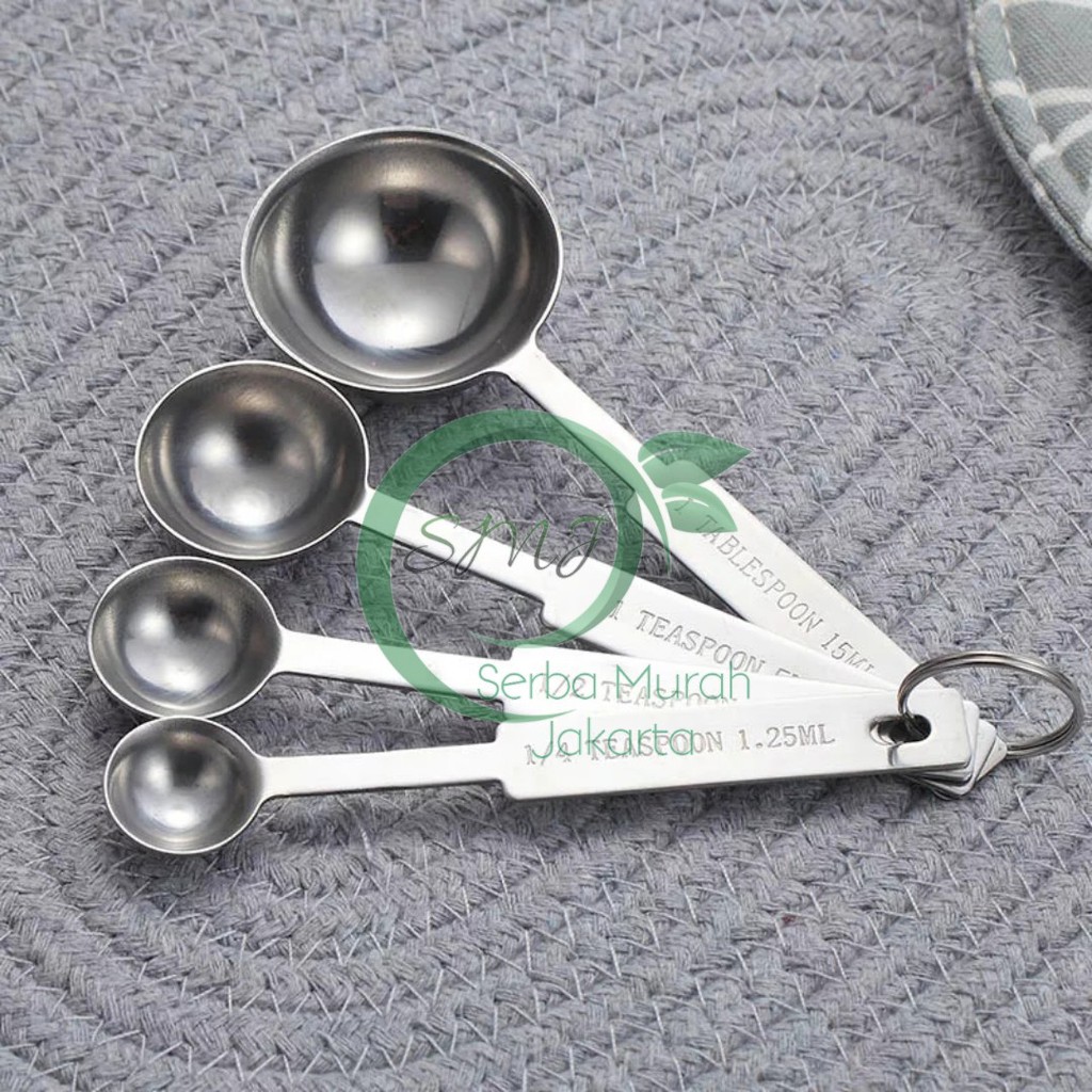 4 IN 1 SENDOK TAKAR SENDOK UKUR MASAKAN MEASURING SPOONS STAINLESS ...
