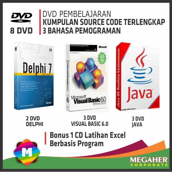 Jual Paket DVD Pembelajaran Terlengkap Mega Source Code (Visual Basic, Java, Delphi) | Shopee ...