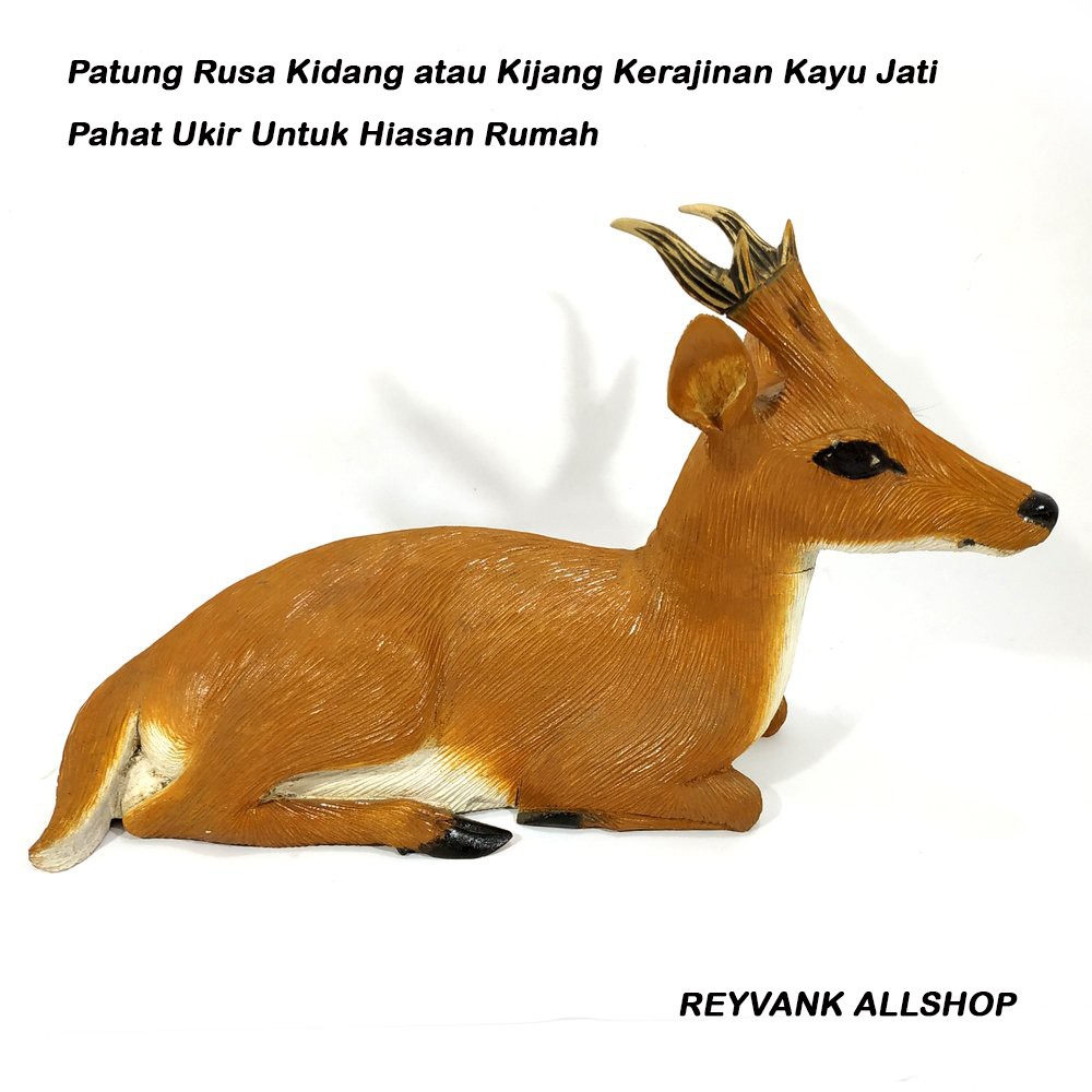 Jual Patung Rusa Kidang atau Kijang Kerajinan Kayu Jati Pahat Ukir ...