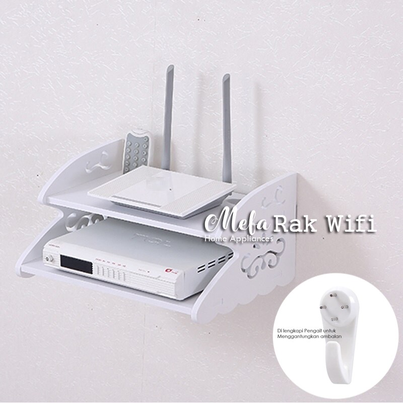 Jual Rak Dinding Gantung 2 susun Tempat WiFi Modem Recorder Floating ...