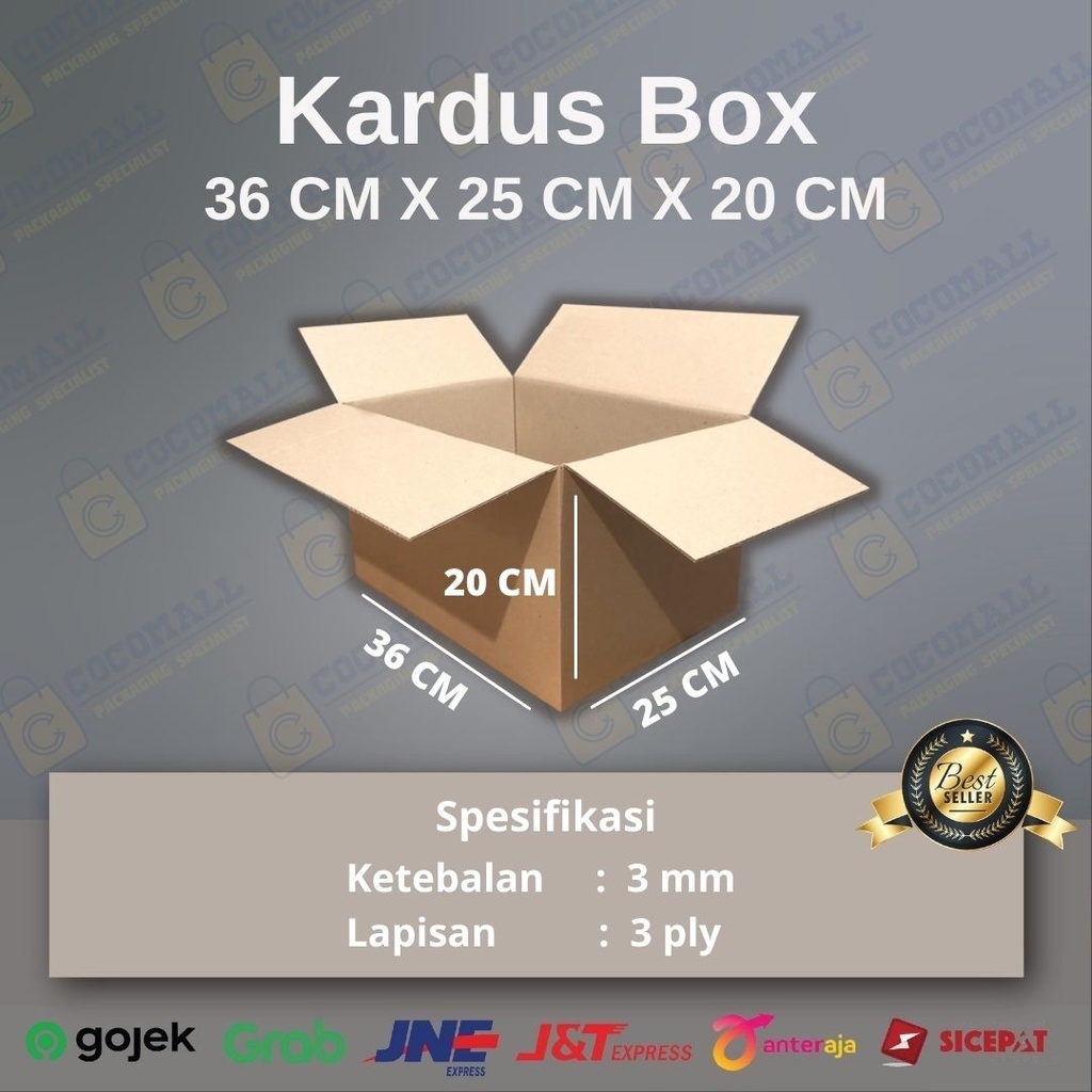 Jual Kardus Karton Box 36x25x20 CM Dus Kotak Packing Packaging Polos ...