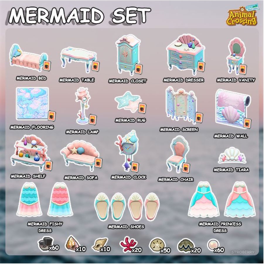 Jual Mermaid Item Set ACNH + Material Animal Crossing Indonesia|Shopee ...