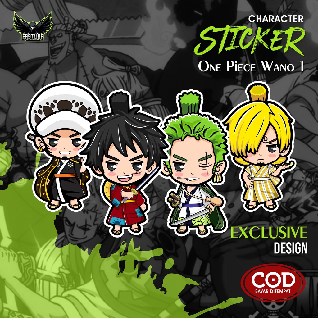 Jual Stiker Anime Karakter Lucu Chibi One Piece Wano Bahan Vinyl ...