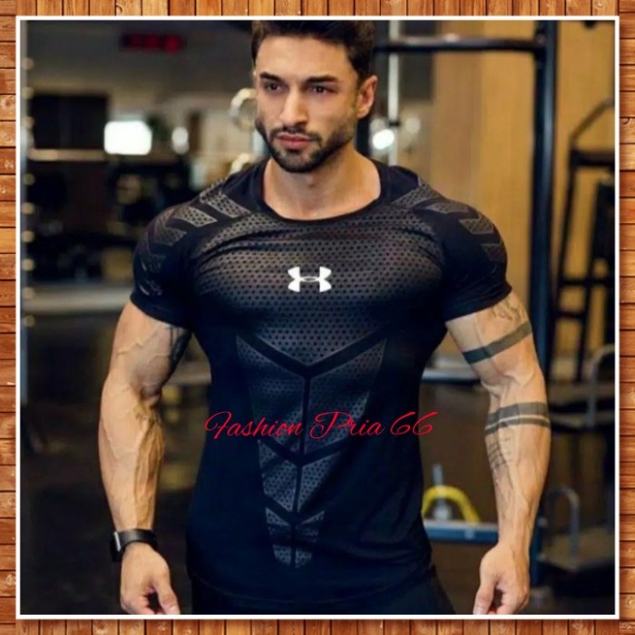 Jual PRIA-TEE-MUSCLE- BAJU FITNES PRIA BODY FIT ELASTIS LEMBUT - M ...