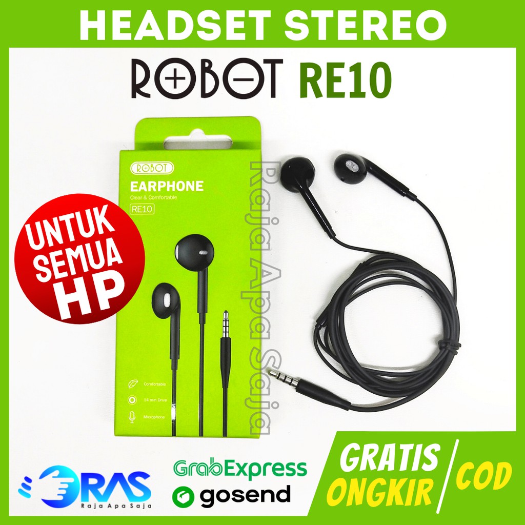 Jual HEADSET ROBOT RE10 FULL BASS STEREO - Handsfree Earphone Hetset ...