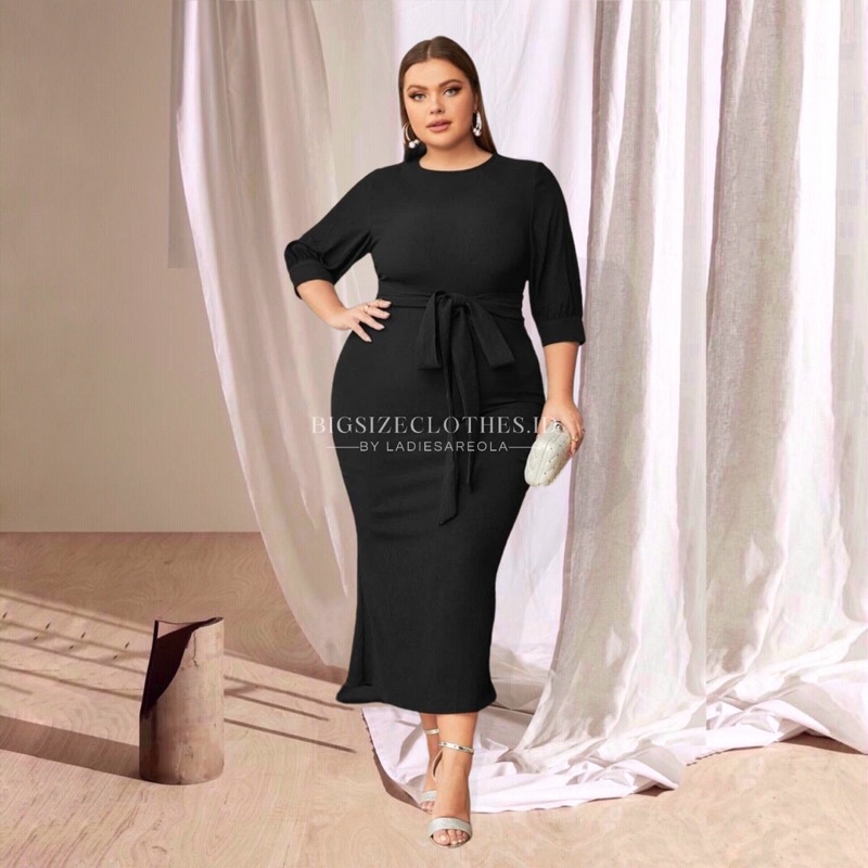Jual DESY DRESS - Dress pesta wanita bodycon midi baju big size jumbo ukuran besar puff sleeves ...