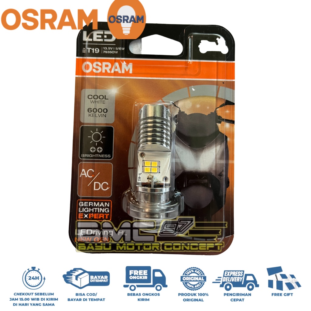 Jual OSRAM LED T19 M5 K1 Lampu Utama Motor H6 PUTIH AC/DC- PNP Plug n Play Original | Shopee ...