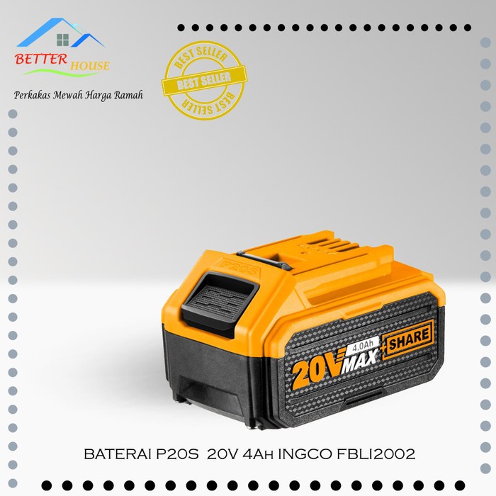 Jual FBLI2002 BATERAI 20V LITHIUM-ION 4AH INGCO (PAM) | Shopee Indonesia