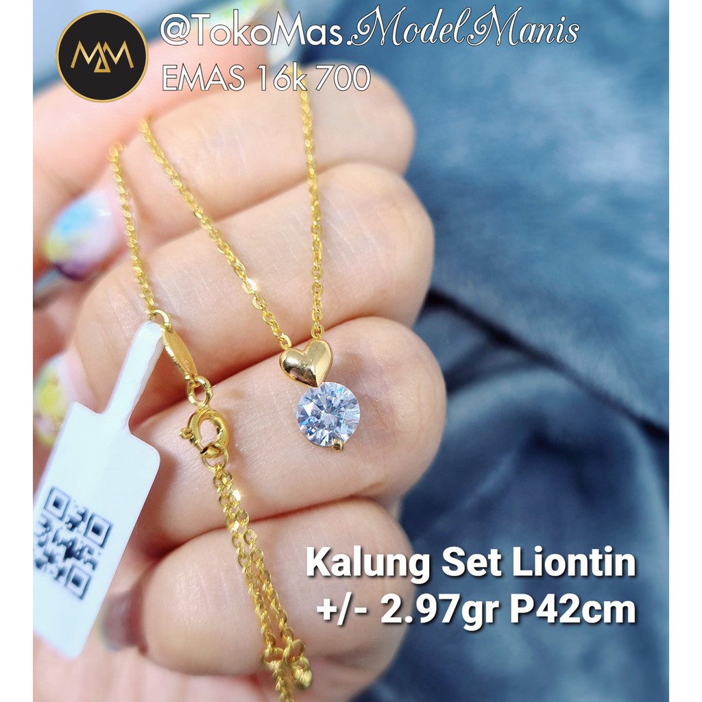 Jual Kalung set liontin solitaire love emas kuning 700 kadar 16K ...