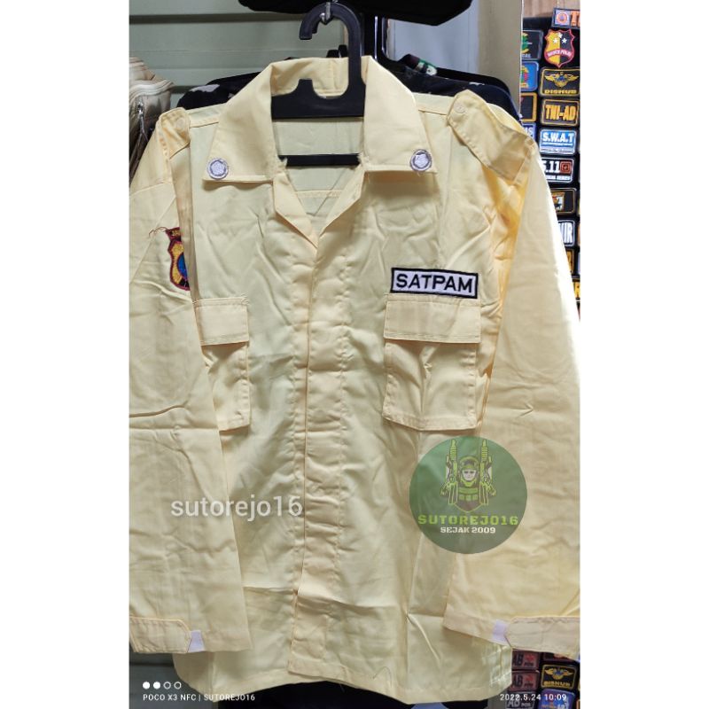 Jual baju seragam pdl lengan panjang pria satpam security warna krem cream | Shopee Indonesia