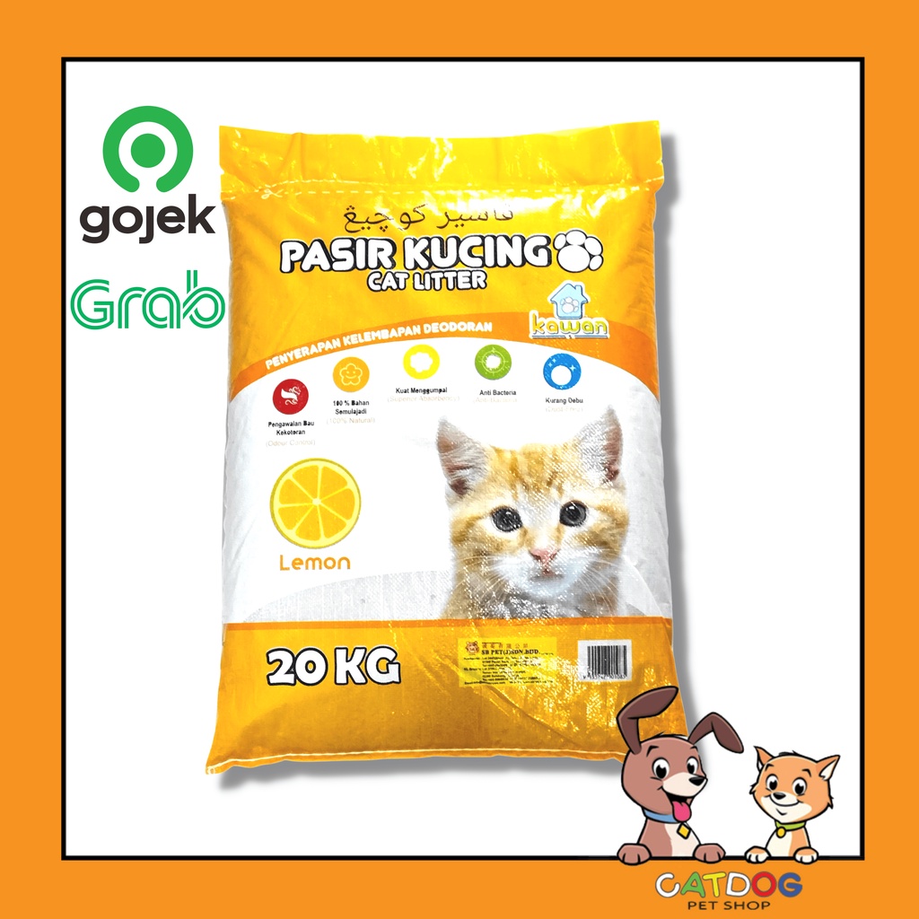 Jual Pasir Kucing Kawan Lemon 20kg (KHUSUS GOJEK GRAB) | Shopee Indonesia