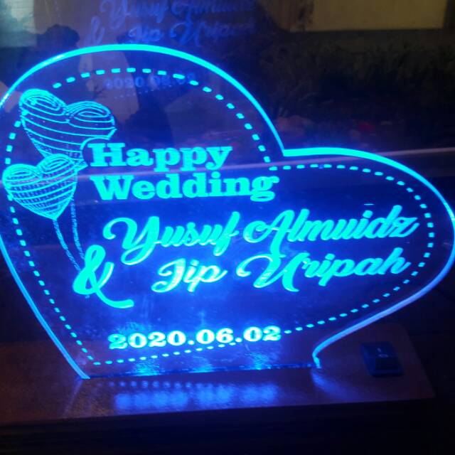 WEDDING GIFT LAMPU HIAS LANPU TIDUR AKRILIK LED CUSTOM | Shopee Indonesia