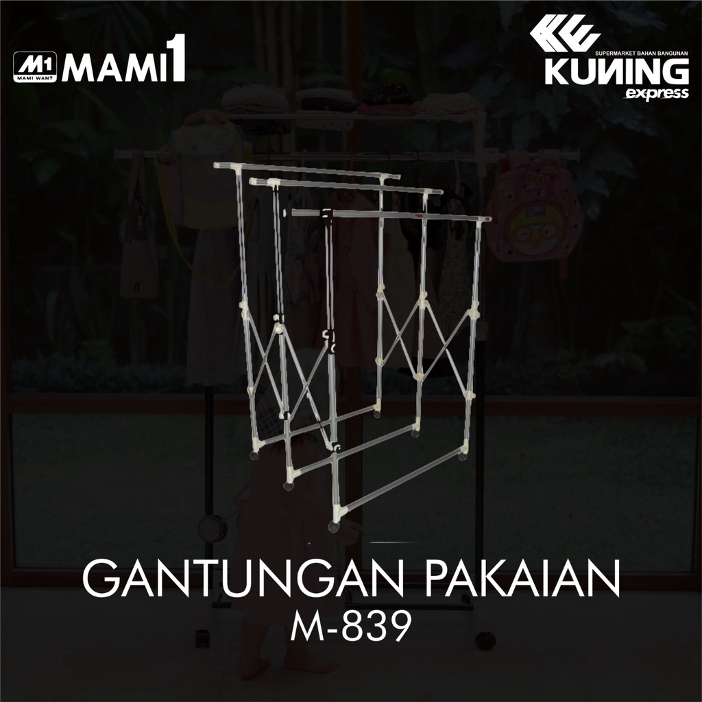 Jual MAMI1 M-839 GARMENT RACK CLOTHESLINE 3 BARS | Shopee Indonesia