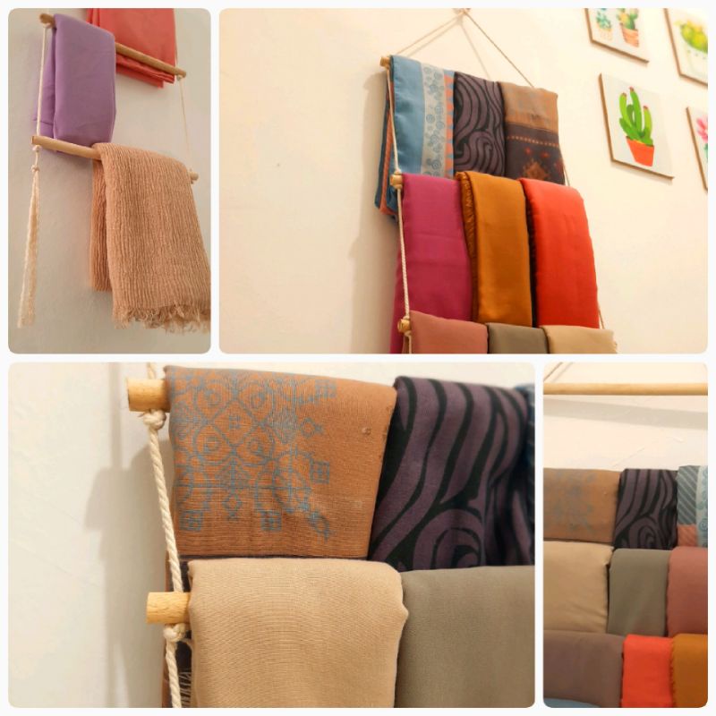 Jual Rak gantungan kayu Jilbab Mukena Sajadah / hanger jilbab stick ...