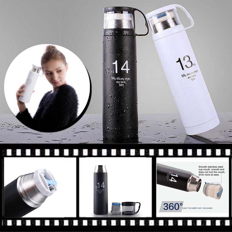 Jual Two Cups Tumbler Coffee Botol Minum Thermos Kopi with Cup Head ...