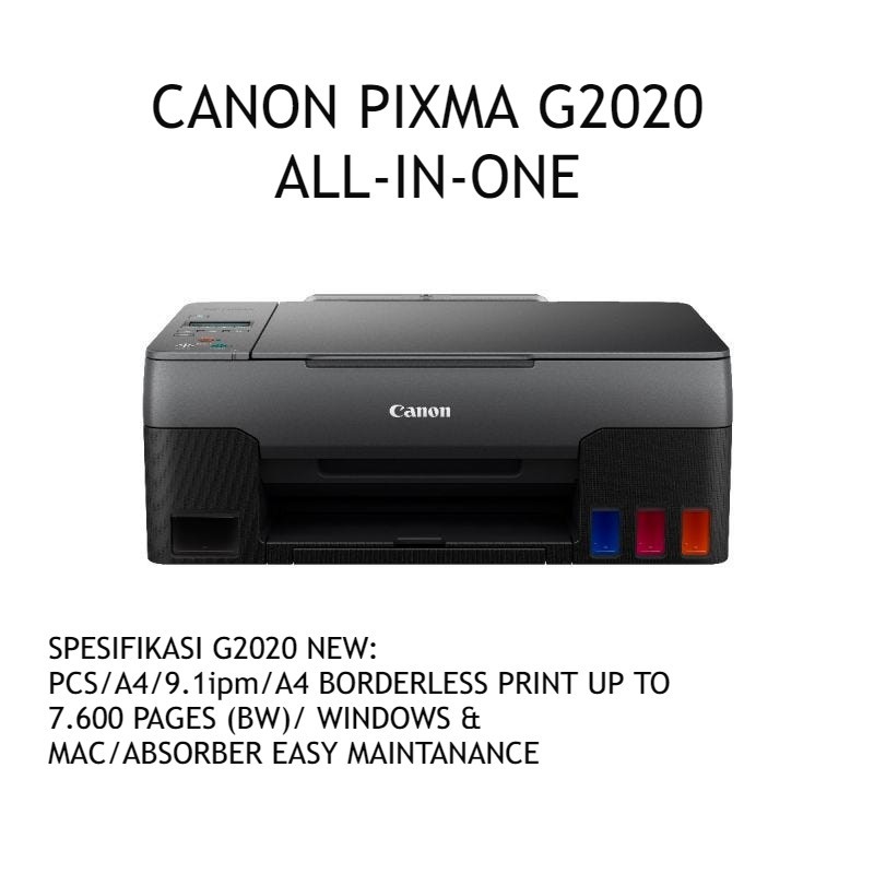 Jual PRINTER CANON PIXMA G2020 ALL IN ONE (PRIN/SCAN/COPY) SERI INFUS ...