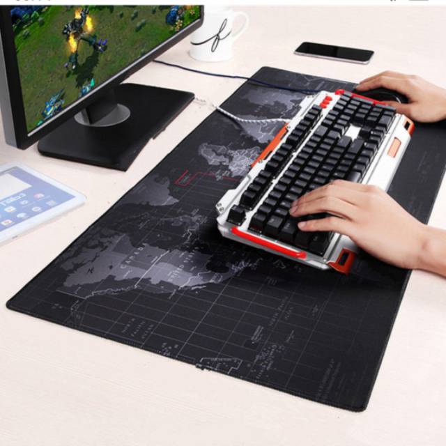 Jual Gaming mouse pad besar 400 x 800 mm black peta dunia desk mat ...