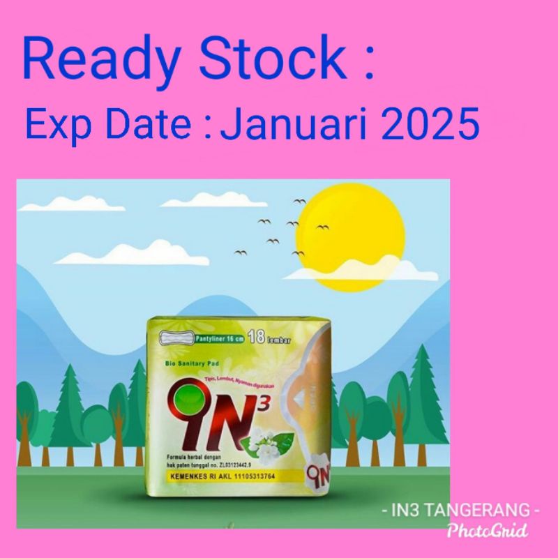 Jual PANTYLINER IN3 BIO SANITARY PAD | Shopee Indonesia