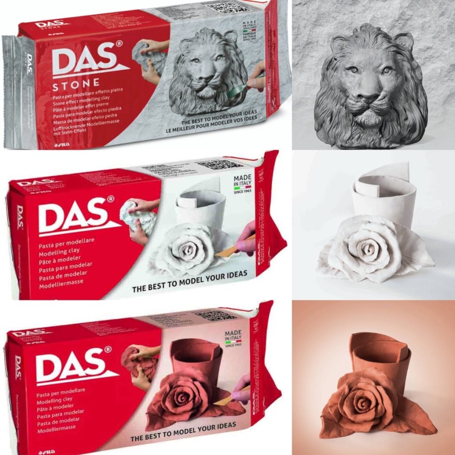 Jual DAS Modelling Clay Tanah Liat 1 kg Putih, Coklat, Abu Abu - Putih ...