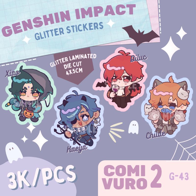 Jual Ganshin Impact | Glitter Stickers Fanmerch Indonesia|Shopee Indonesia
