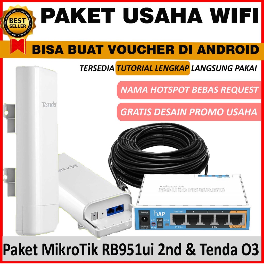Jual Paket Mikrotik RB951ui-2nd & Tenda O3 Full Setting Siap pakai ...