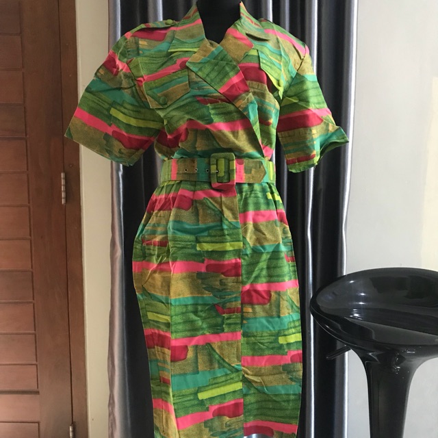 Jual NEW midi dress/playsuit pop art merk SRITEX cuci gudang kualitas ...