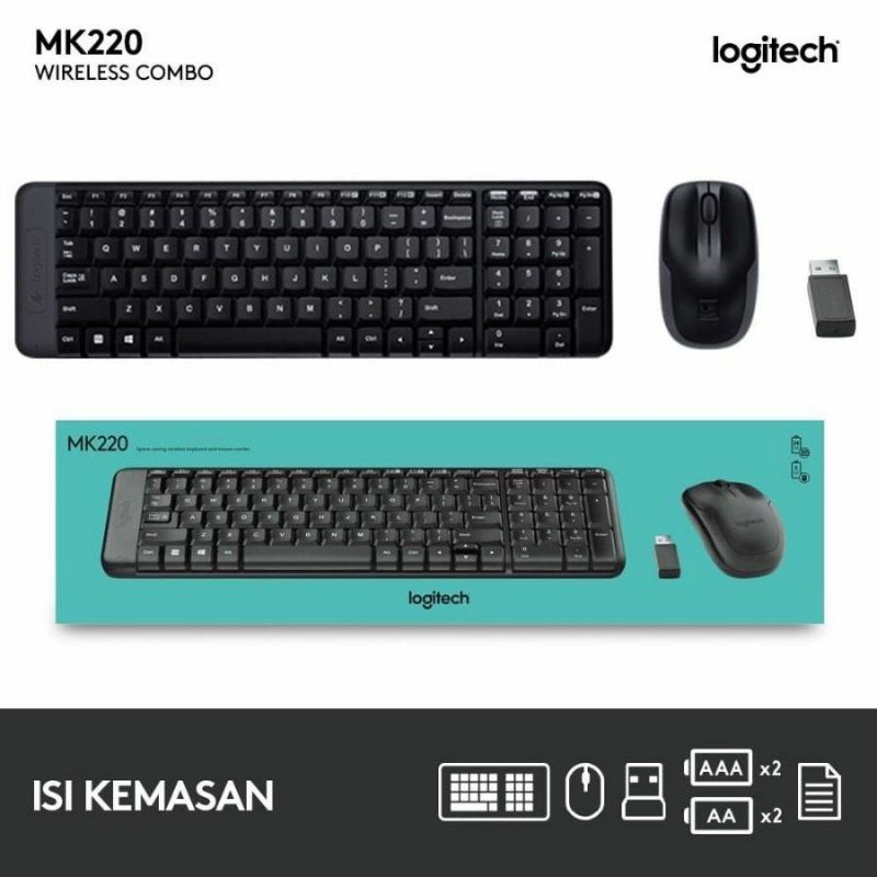 Jual MK220 / MK 220 Logitech WIRELESS COMBO Mouse and keyboard | Shopee Indonesia