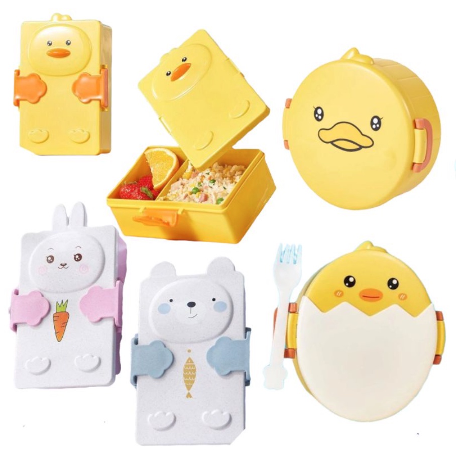 Jual Kotak Bekal Makan Anak Tempat Makan Anak 2 Sekat Lunch Box IMUT Bear Rabbit Motif Kelinci ...