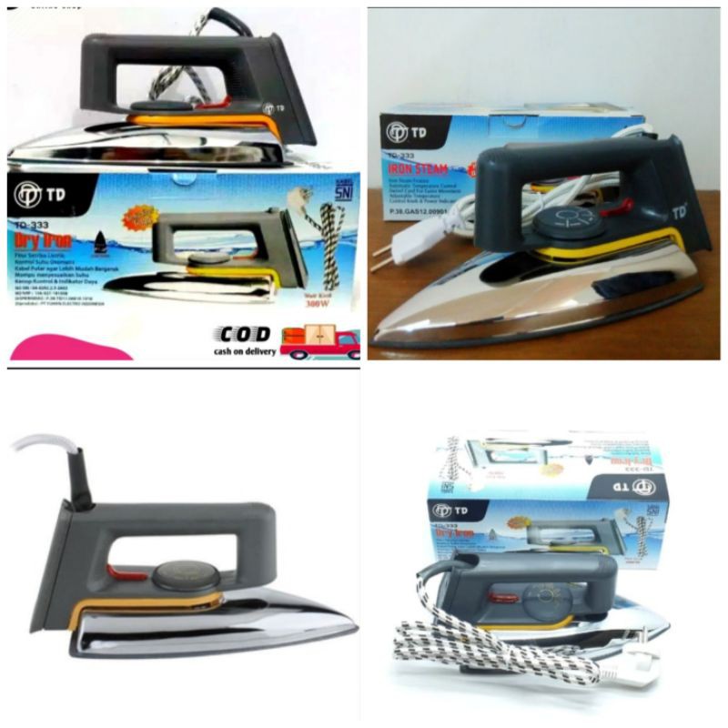 Jual setrika TD 333 Dry iron gosokan baju anti lengket | Shopee Indonesia
