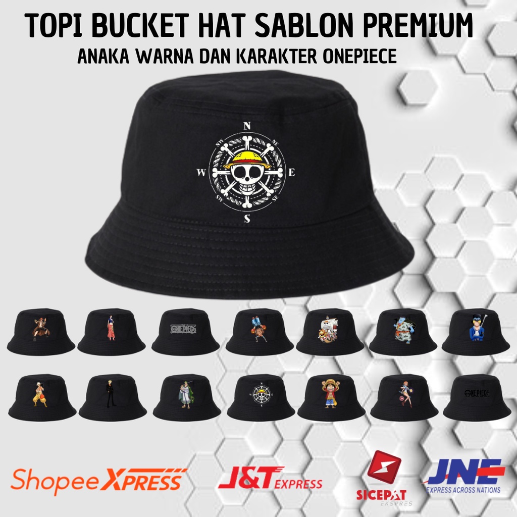 Jual Topi Bucket Sablon OnePiece / Topi Bucket Sablon Luffy / Topi ...