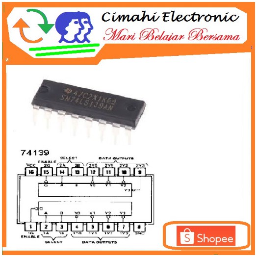 Jual IC 74LS139 74HC139 - Dual 2-to-4 line decoder/demultiplexer | Shopee Indonesia