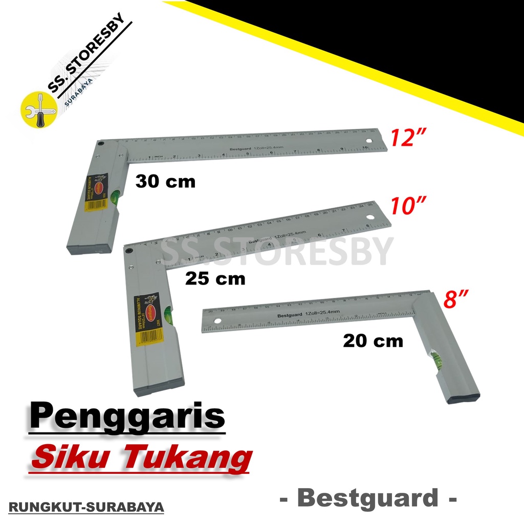 Jual BESTGUARD PENGGARIS SIKU TUKANG PASEKON ALUMINIUM WATERPASS SIKU ...