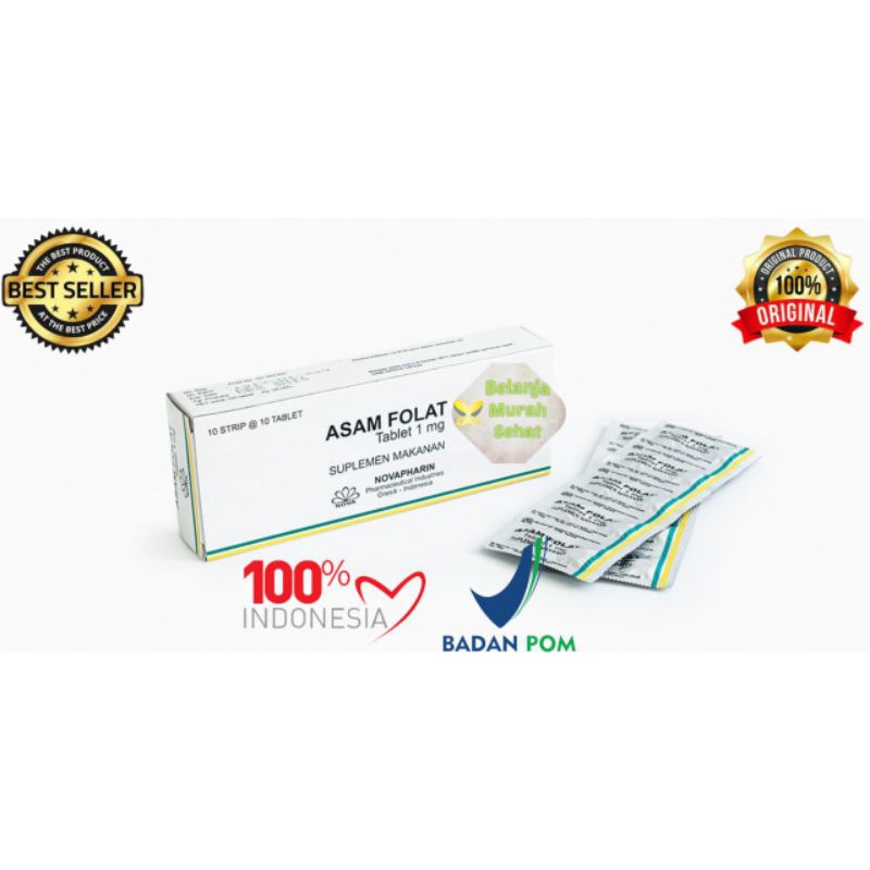 Jual ASAM FOLAT 1 MG 1 Box isi 100 Tablet Suplemen Kehamilan ORI BPOM | Shopee Indonesia