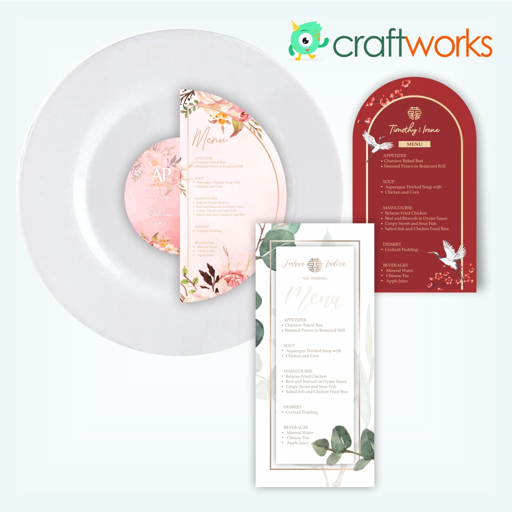 Jual DEKORASI KARTU MENU WEDDING SANGJIT BRIDAL SHOWER | Shopee Indonesia