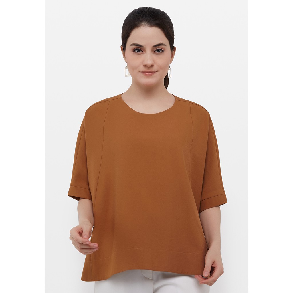 Jual Neu'Mor Simple blouse A676 - BROWN | Shopee Indonesia