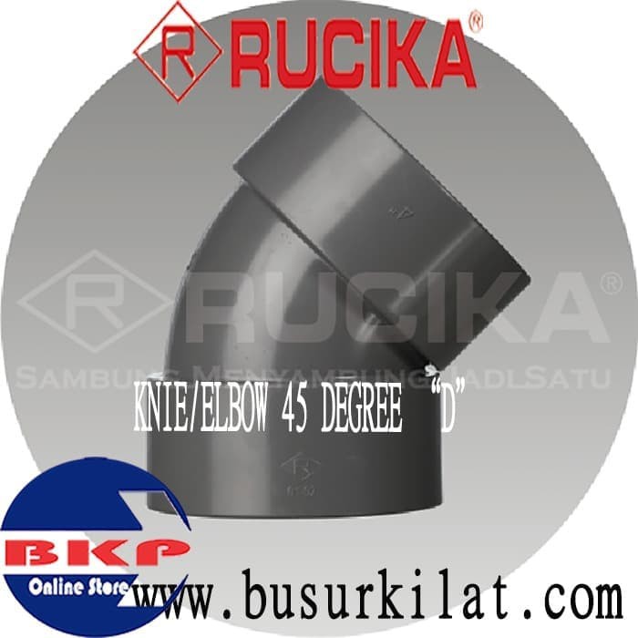 Jual Knie Elbow 1 1/2 inch (D) 45 Derajat PVC Rucika / SAMBUNGAN PIPA | Shopee Indonesia