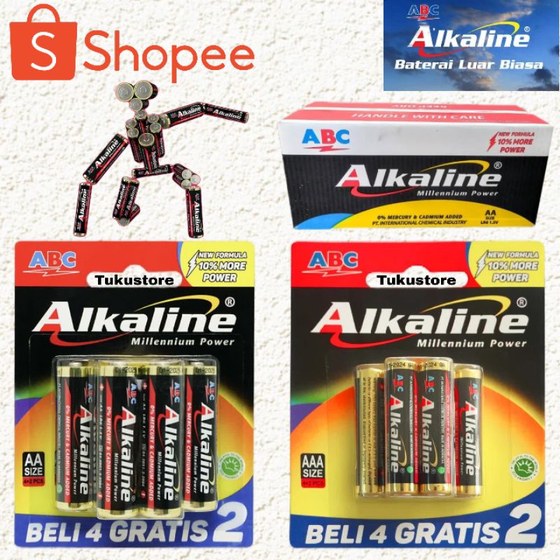 Jual Baterai ABC Alkaline AA/AAA Isi 6 Pcs / 4+2 Pcs Baterai Batu Batre Battery | Shopee Indonesia