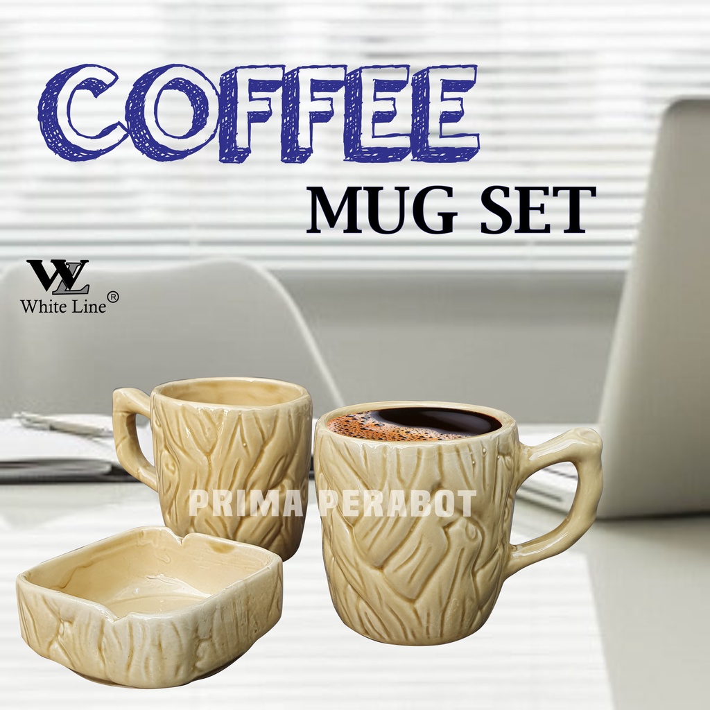 Jual Mug Set | Coffee Mug Set keramik 2+1 | 2 mug + 1 Asbak | Shopee ...