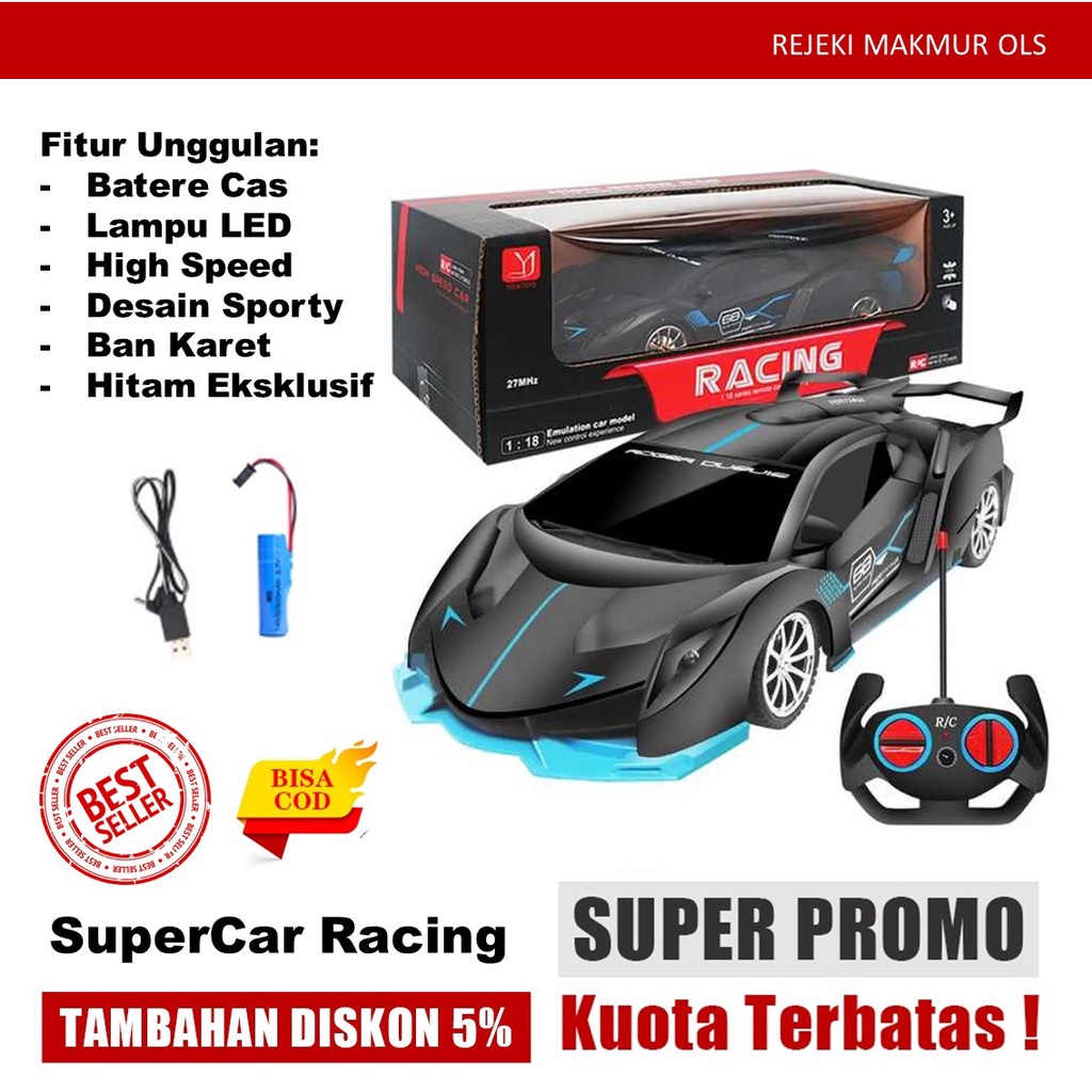 Jual Mobil RC SuperCar Racing 1:18 LED Light High Speed Car Mobil Balap ...