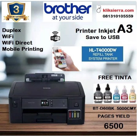 Jual BROTHER HL-T4000DW PrinterA3 Inkjet Inktank T4000 DW Duplex WiFi ...